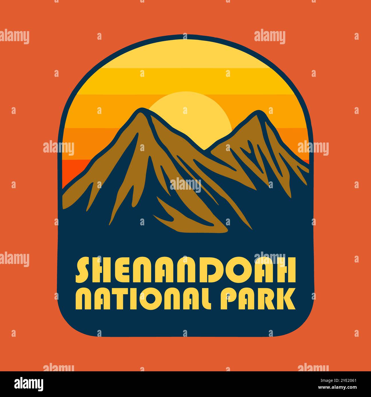 SUNSET ON SHENANDOAH NATIONAL PARK BADGE LOGO DESIGN VECTOR ...