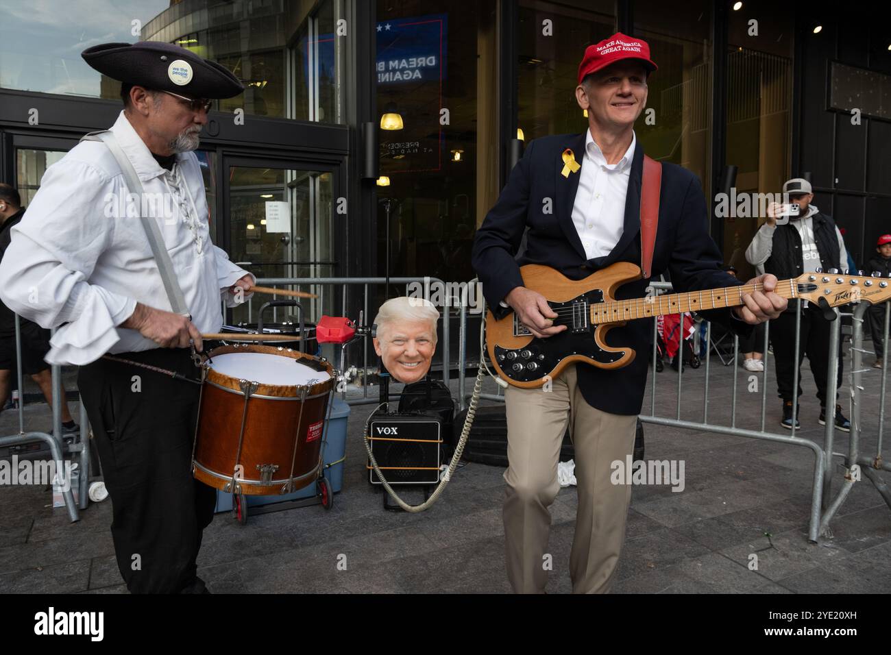 Musicians performing outside of Donald Trump's Rally at Madison Square ...