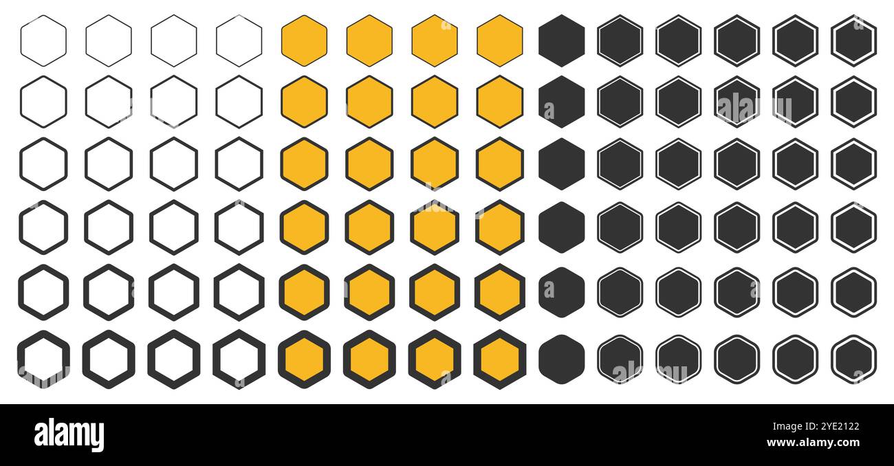 Various Honeycomb icon symbol set. Honey symbol logo sign collection ...