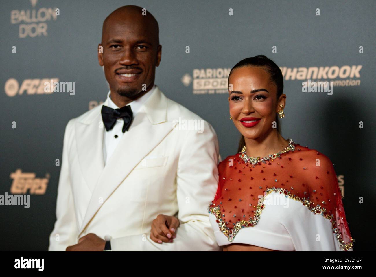 Didier Drogba and his wife Gabrielle Lemaire during the red carpet ...