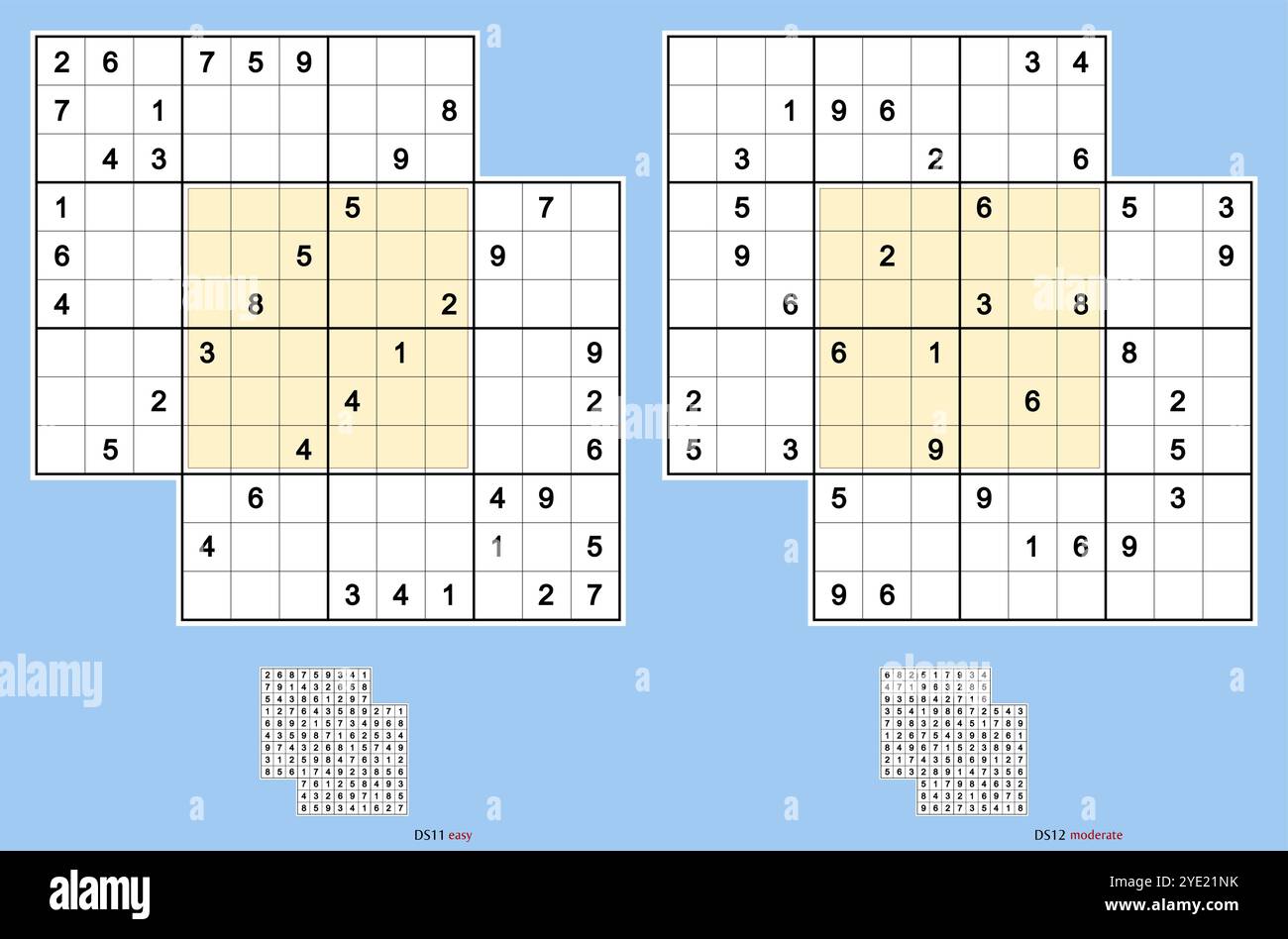 Double-doku. Two overlapping sudoku puzzles. Rotational symmetry. Easy ...