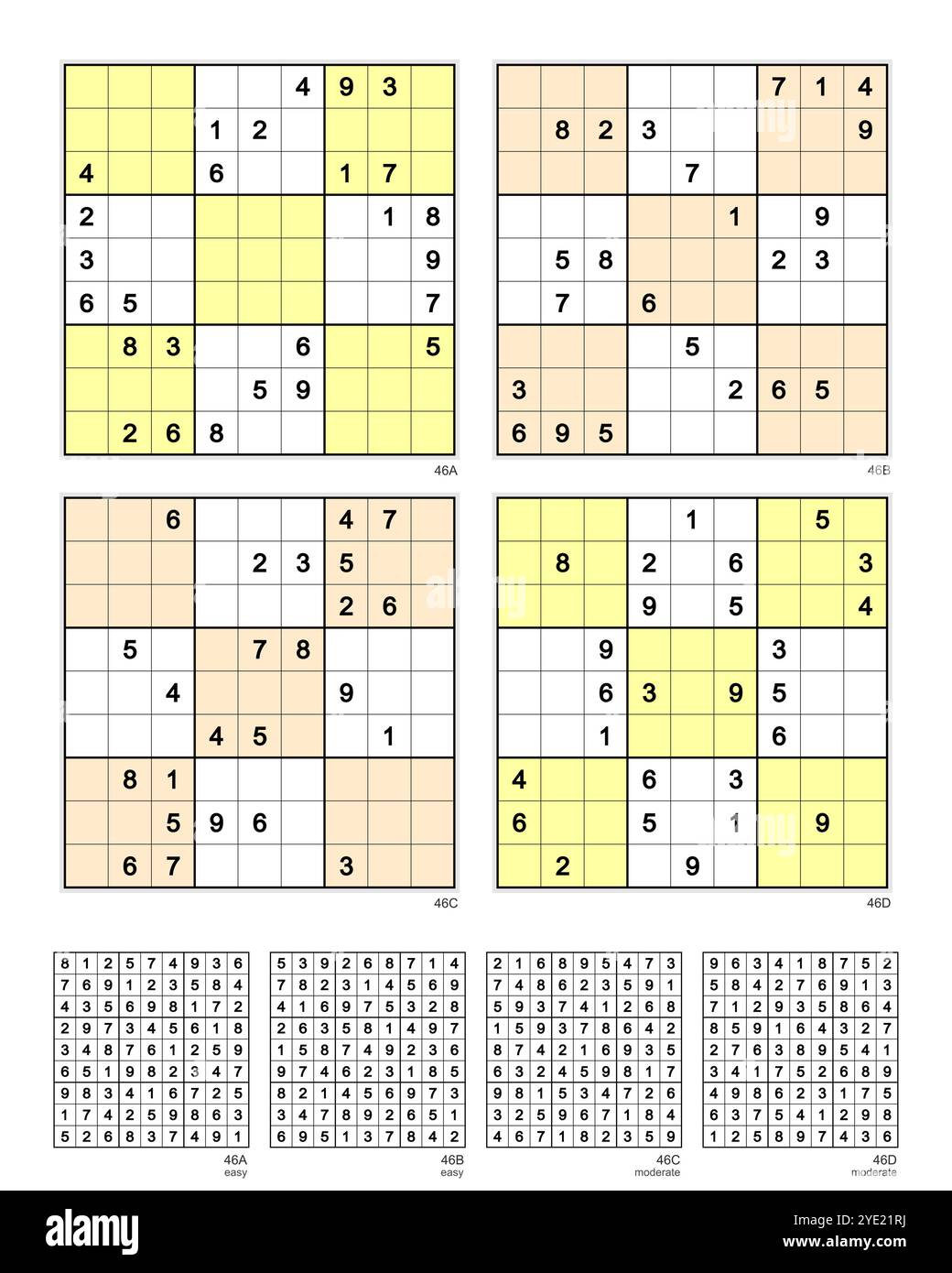 Sudoku set n.46 MK II. Symmetry 90°, 180° (3). Easy, easy, moderate ...