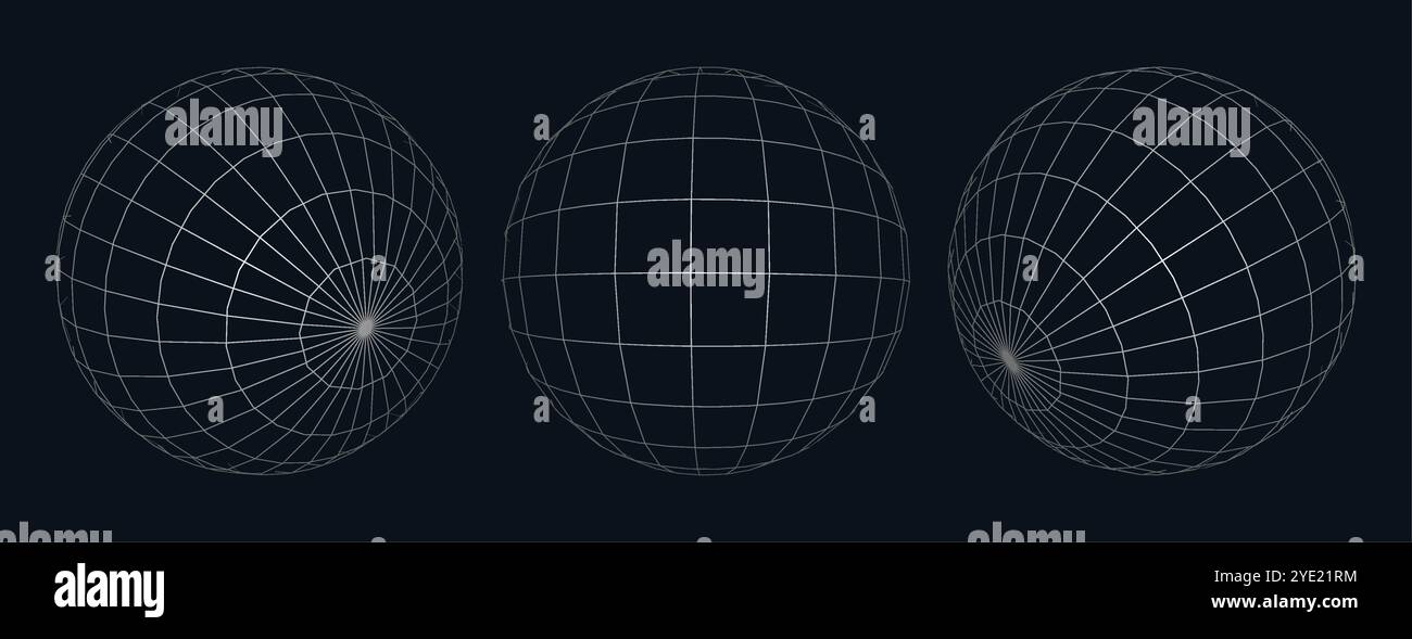 3d globe grid wire network template design in set Stock Vector Image ...