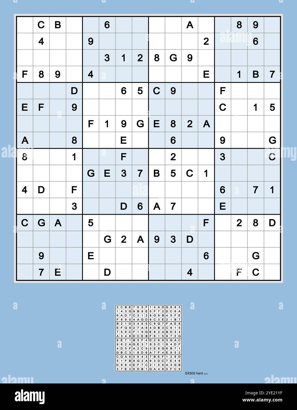 Giant Sudoku puzzle with the 16x16 grid, 02. Left-right / top-bottom ...