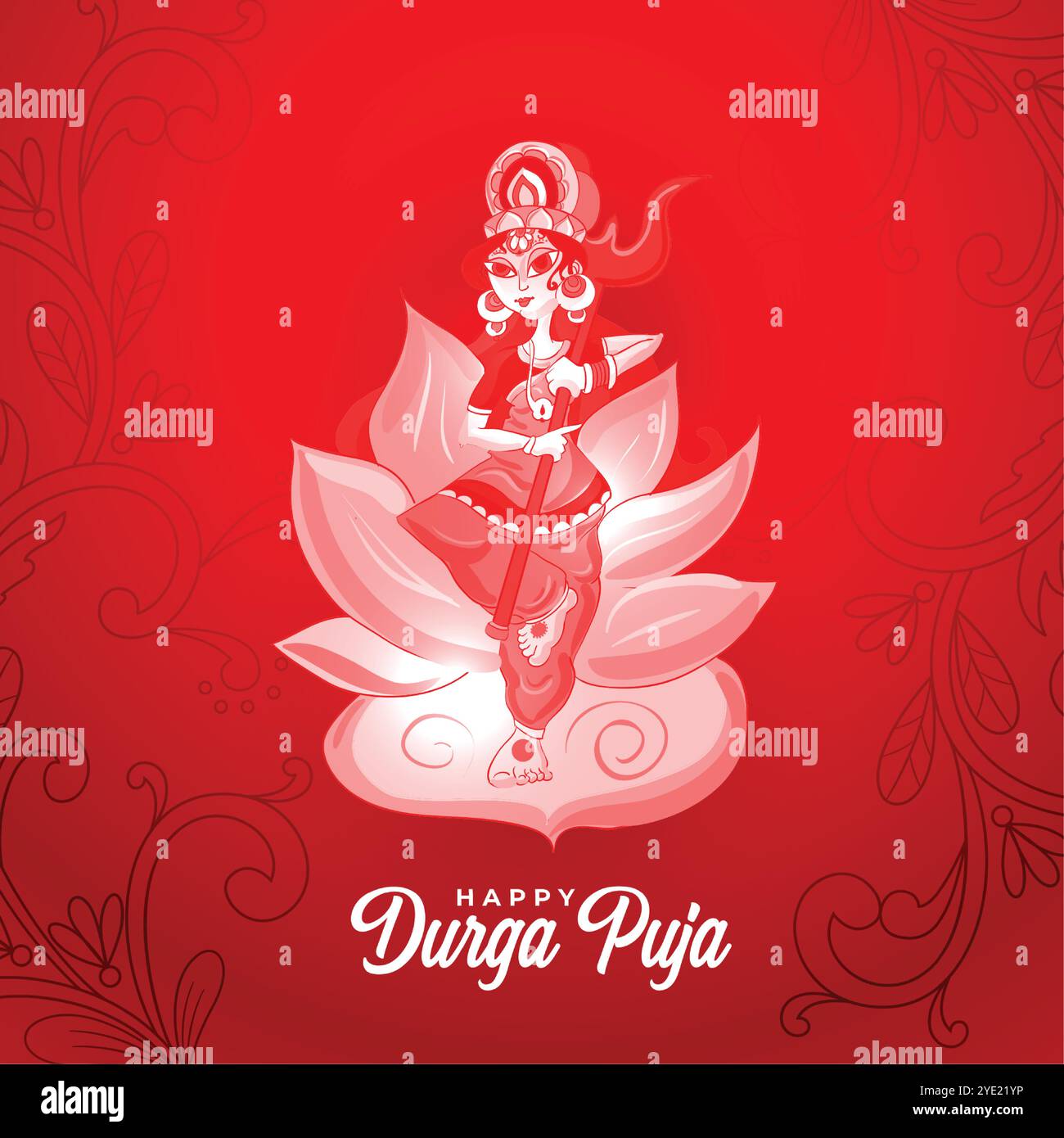 shubh durga pooja navratri festival red greeting background Stock ...