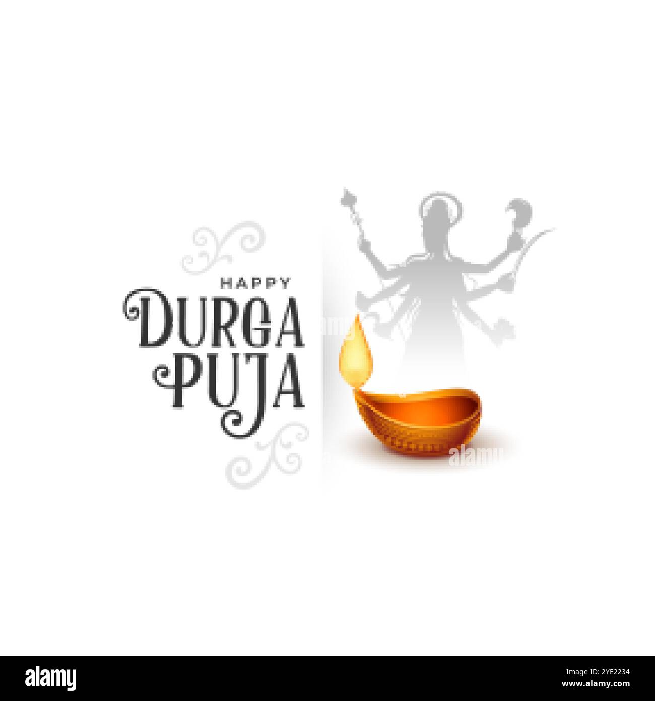 hindu traditional durga pooja event background with diya design Stock ...