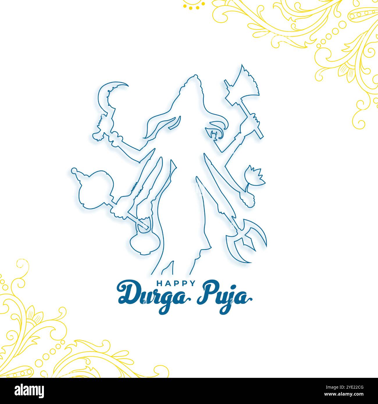 line style durga puja indian festival celebration background Stock ...
