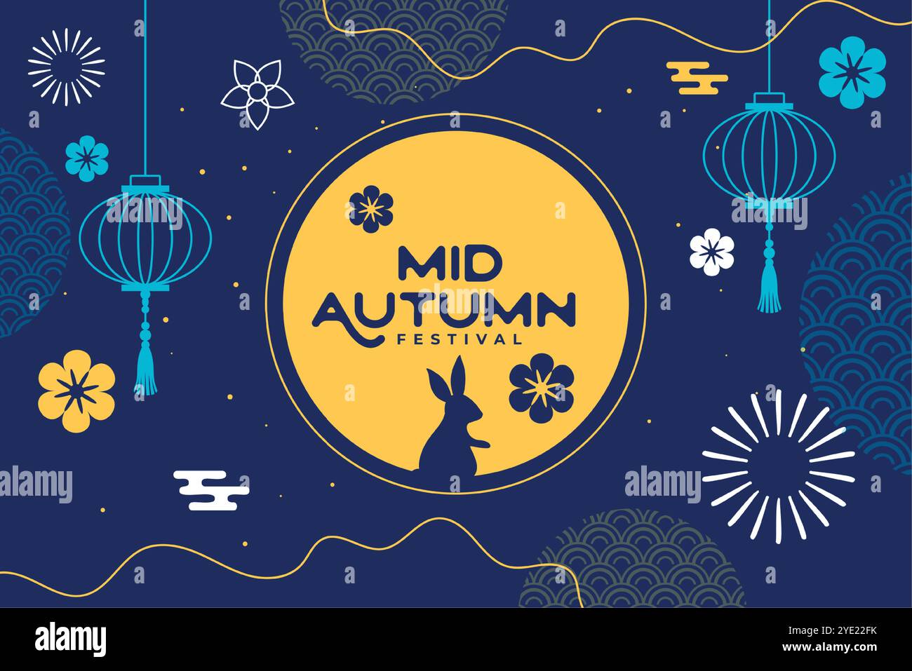 chinese decoration style mid autumn festival background Stock Vector ...