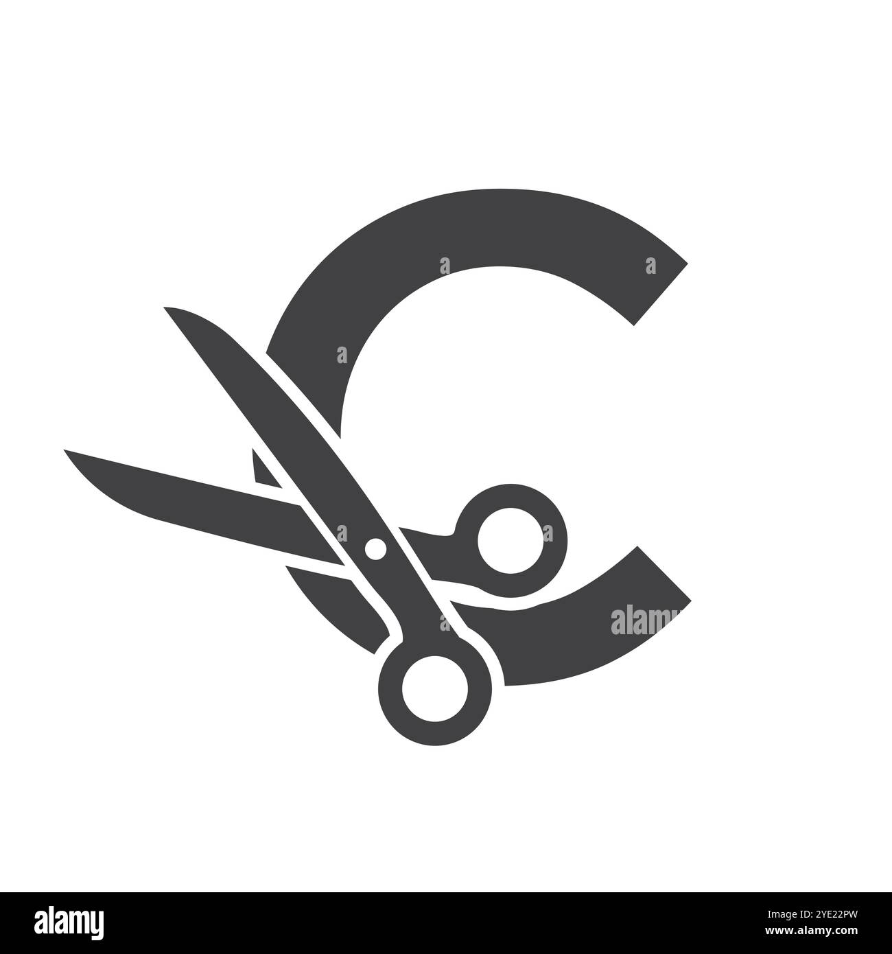 Letter C Salon Logo Concept With Scissors Symbol Stock Vector Image ...