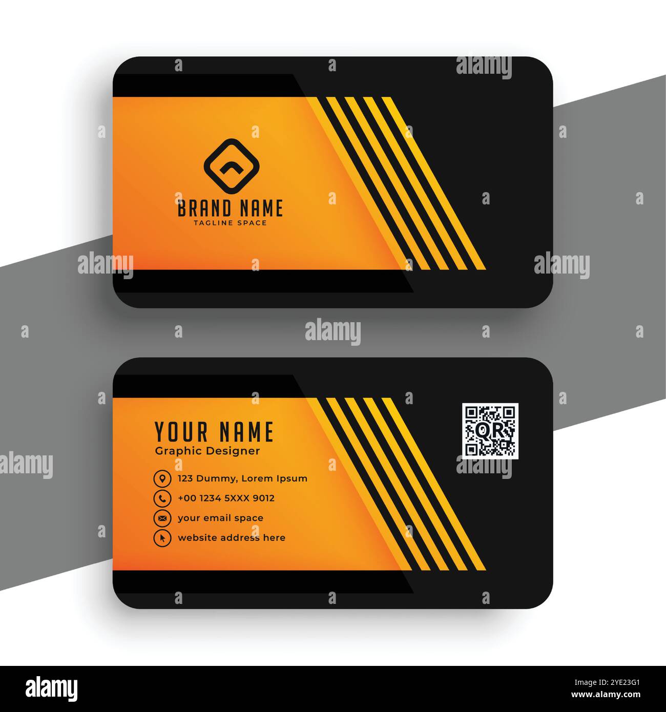 Abstract black and yellow business card template vector Stock Vector ...