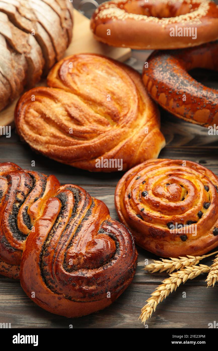 Bakery - various kinds of breadstuff. Bread rolls, bagel, sweet bun ...