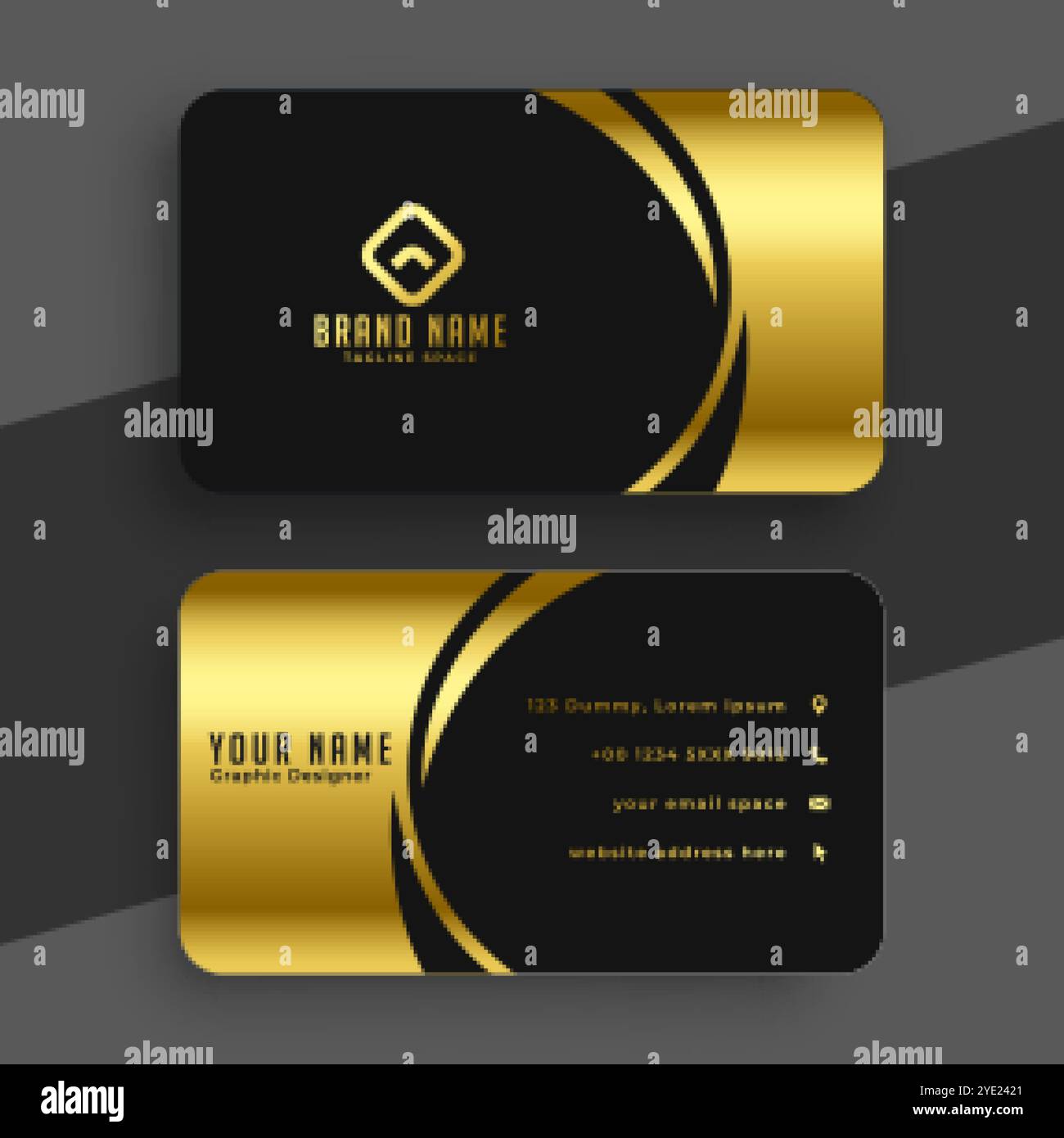 Golden and black royal business card template vector Stock Vector Image ...
