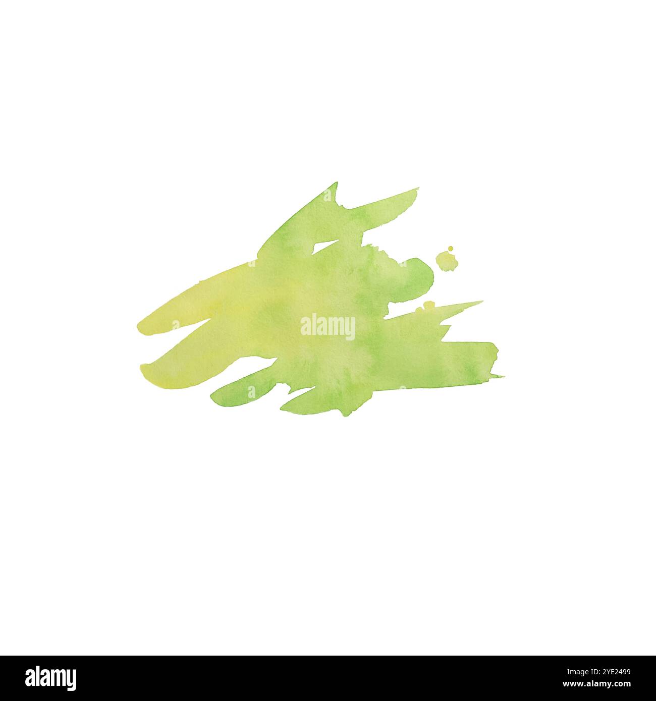 Acid spots in watercolor technique.Yellow-green color in a dynamic ...