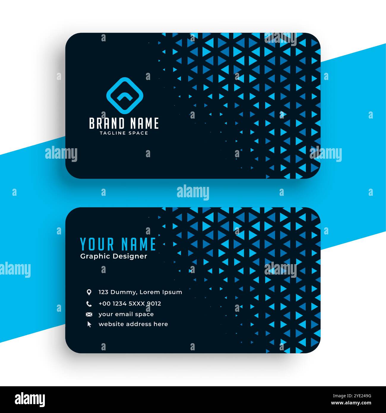 Corporate black and blue modern halftone business card template vector ...