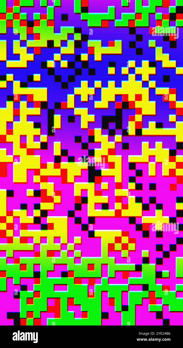 Abstract rainbow noise square pixel texture video screen Tv pattern ...