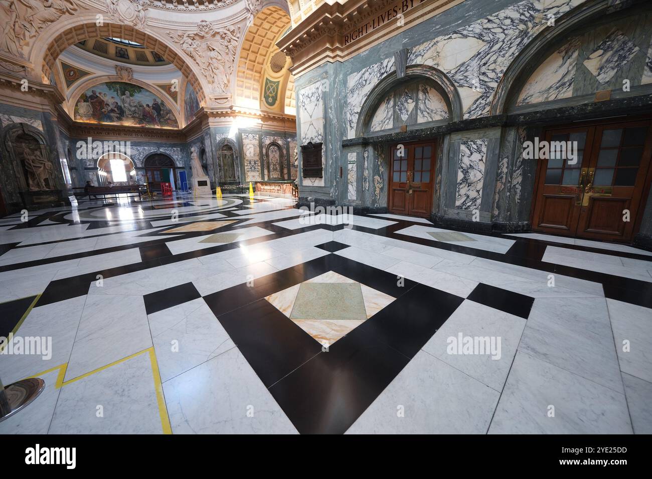 A view of the Grand Hall, decked with Italian marble, which underwent ...