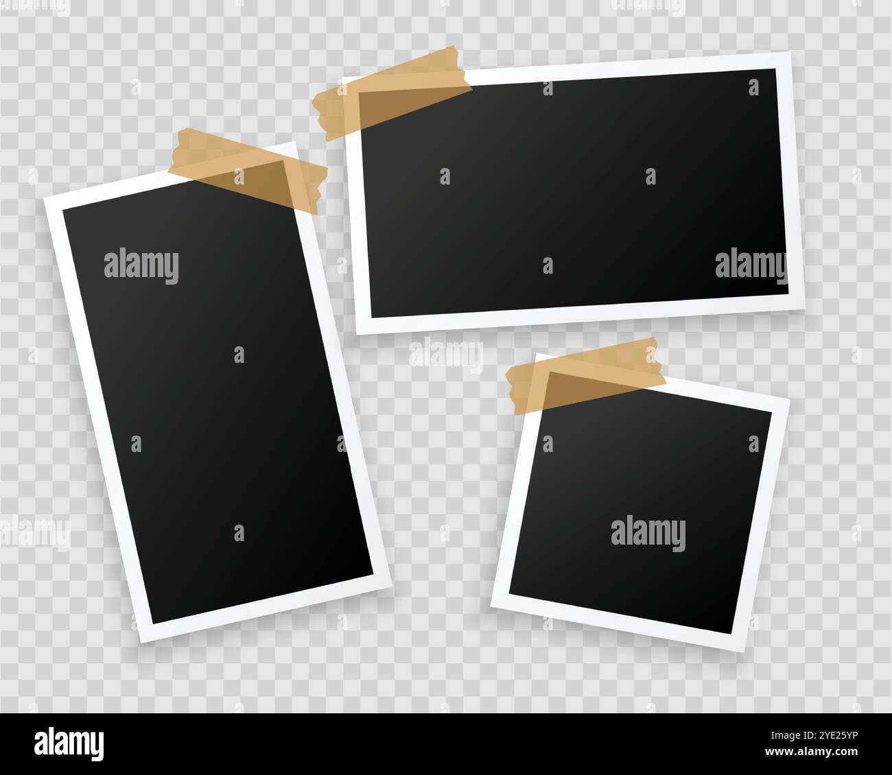 photo frames with adhesive tape on transparent background Stock Vector ...