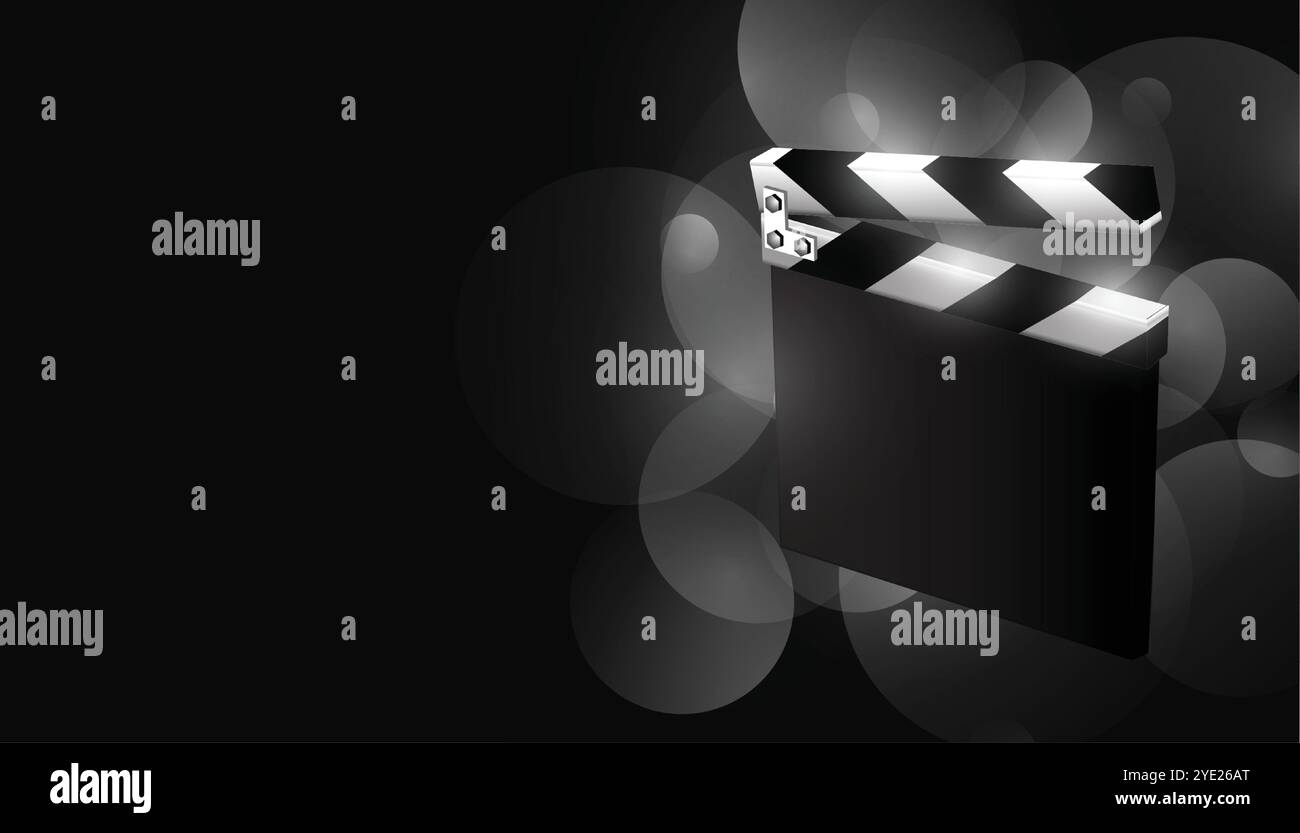 clapper board design on black background Stock Vector Image & Art - Alamy