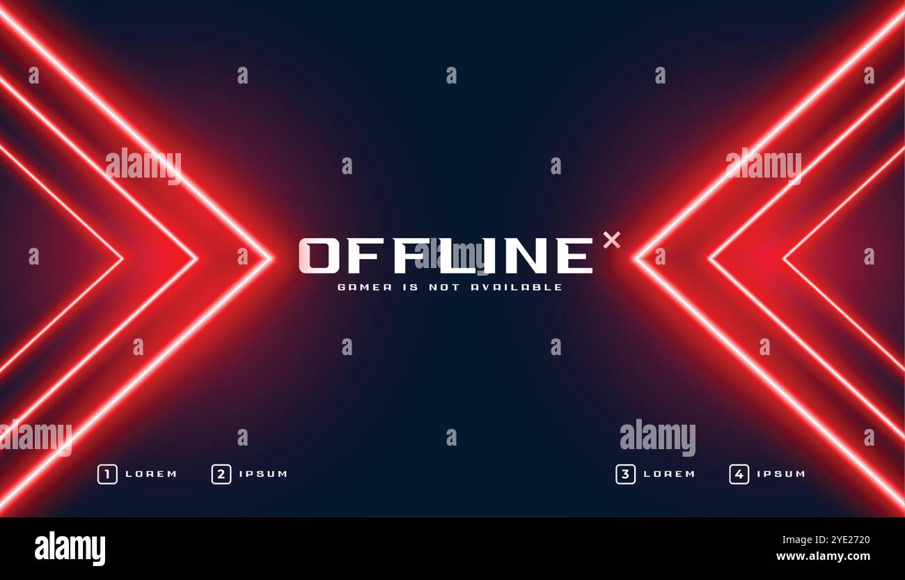 red neon glowing gaming banner in arrow style Stock Vector Image & Art ...