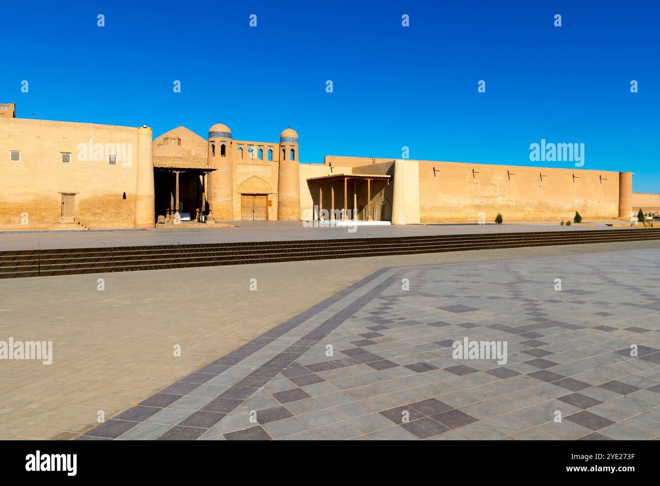 Palvan Gate (East Gate) and eastern city wall of Khivas inner town or ...