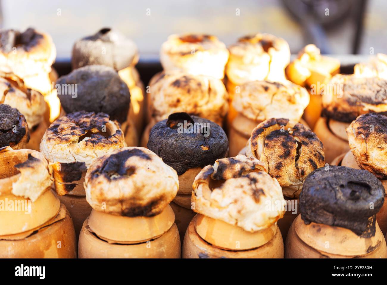 Clay pots for Turkish National dishes Testi Kebab Stock Photo - Alamy