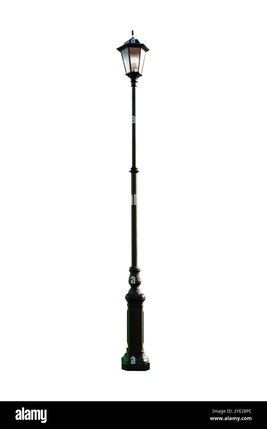 Street lamp isolated. Vintage classic streetlight on empty white ...