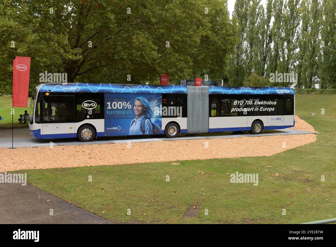 BYD 700 Electric bus in Havelbus livery, on display at world public ...