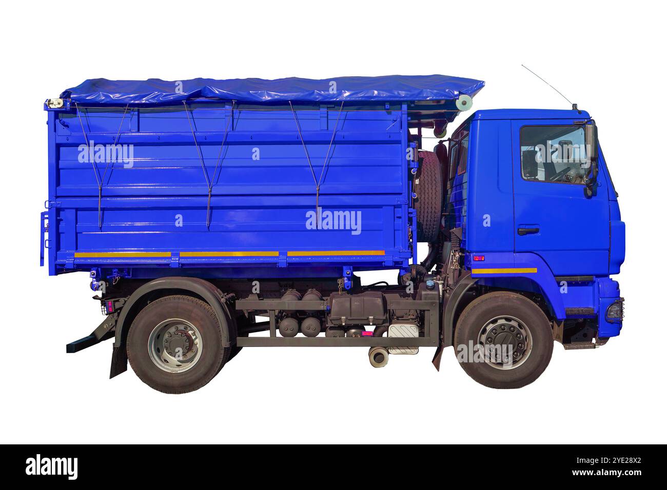 Dump track isolated. Blue construction truck on empty background. Heavy ...