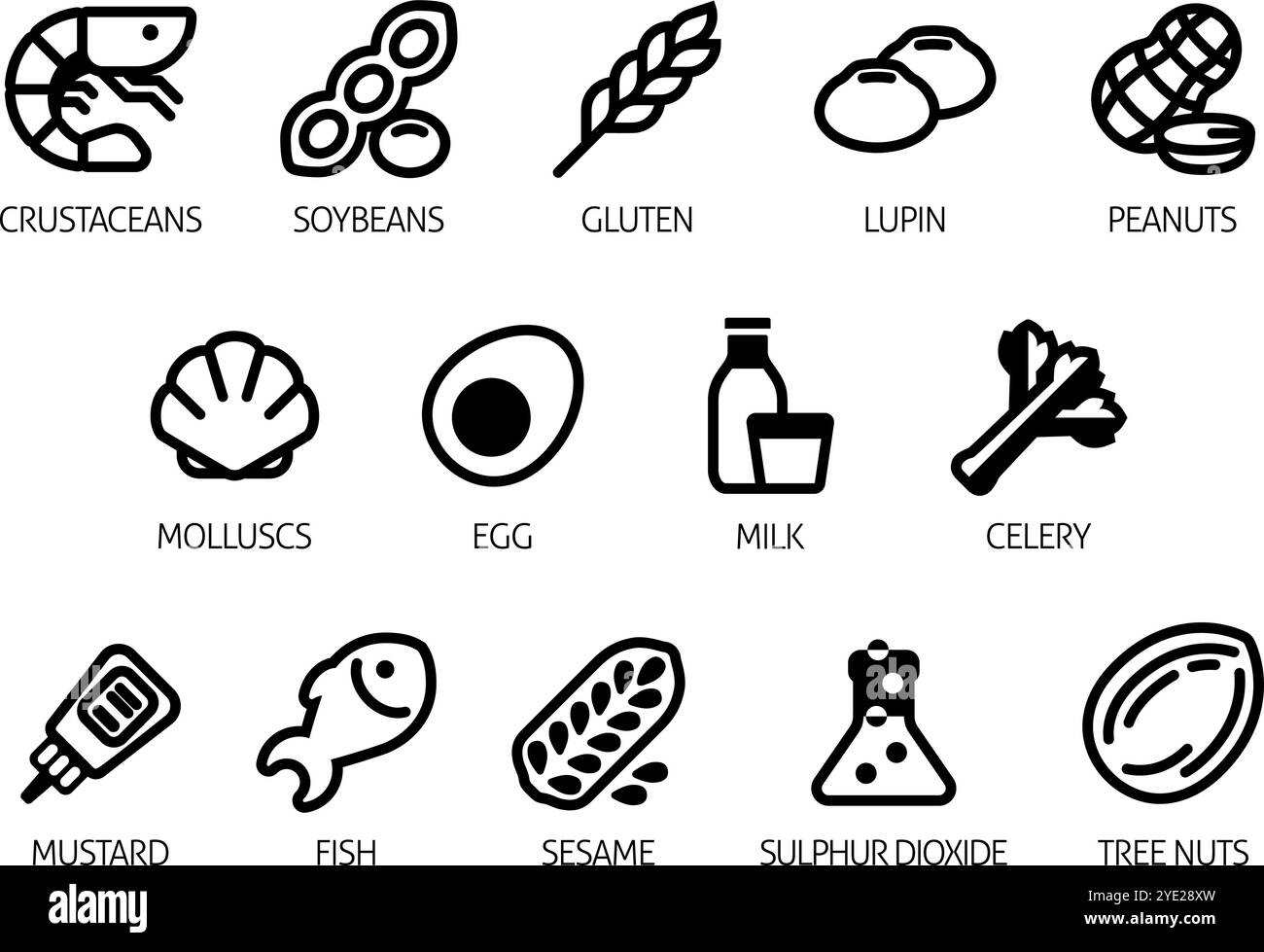 Allergen Food Major Allergy Icons Stock Vector Image And Art Alamy