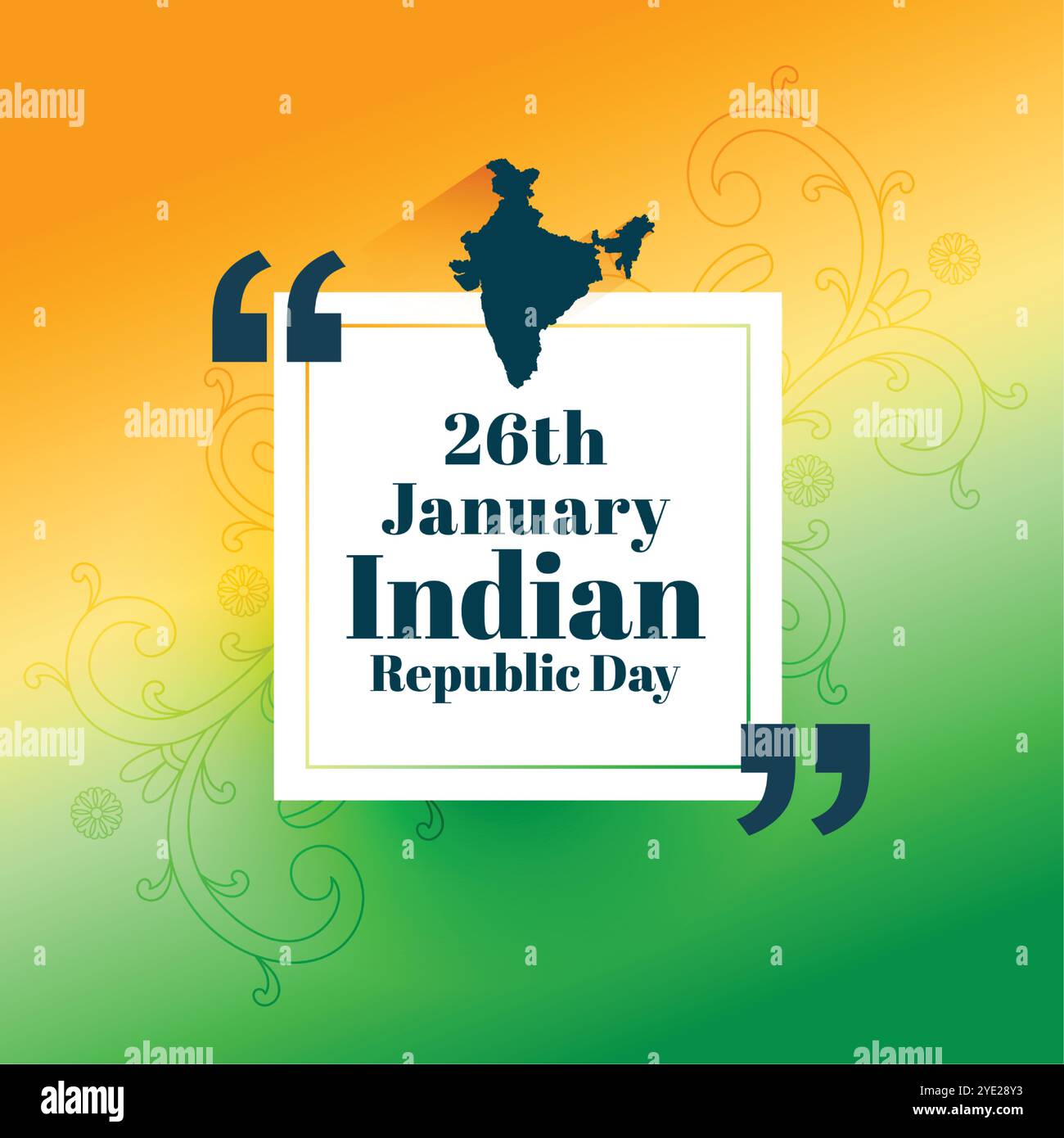 26th january republic day wishes card with indian map silhouette vector ...