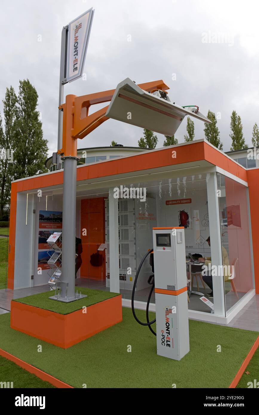Mont Ele electric buses charging overhead pantograph on display at ...