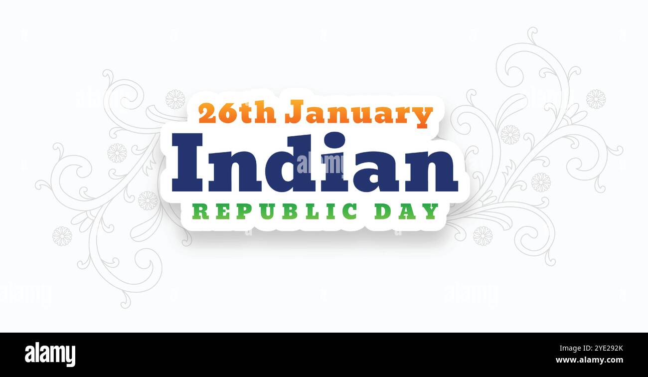 26th january happy indian republic day floral style banner vector Stock ...