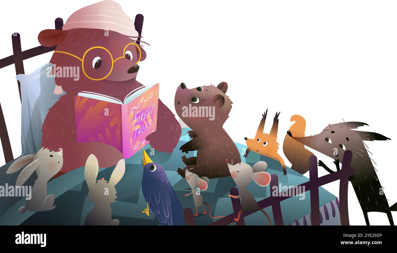 Animals reading book clipart Stock Vector Images - Alamy