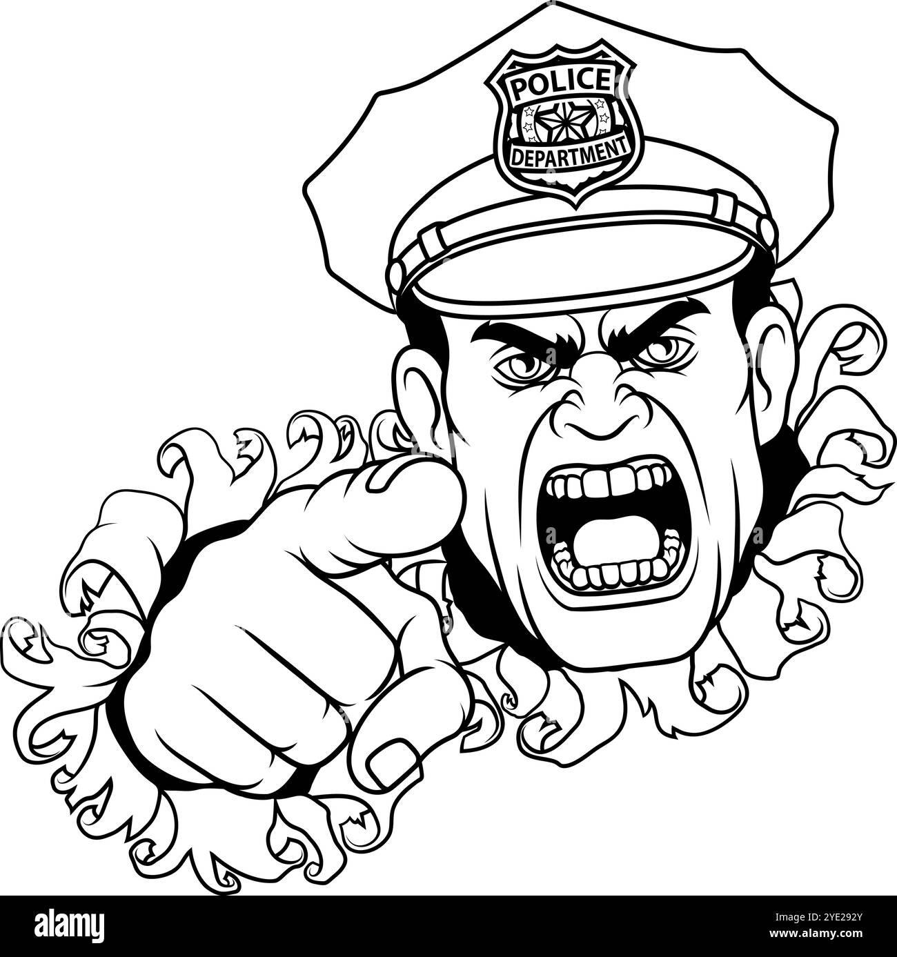 Policeman officer angry face cap Stock Vector Images - Alamy