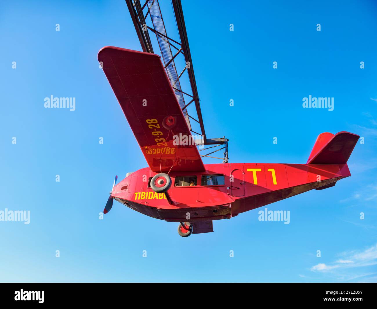 T1 Avio Ride at the Tibidabo Amusement Park, Mount Tibidabo, Barcelona ...