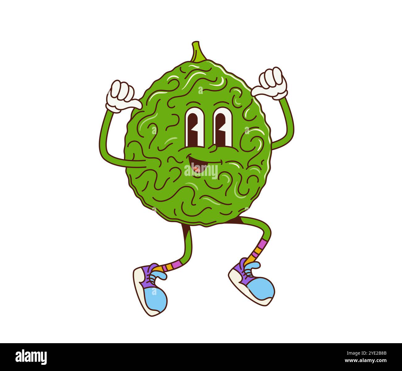 Cartoon retro groovy bergamot fruit character. Isolated vector fresh ...