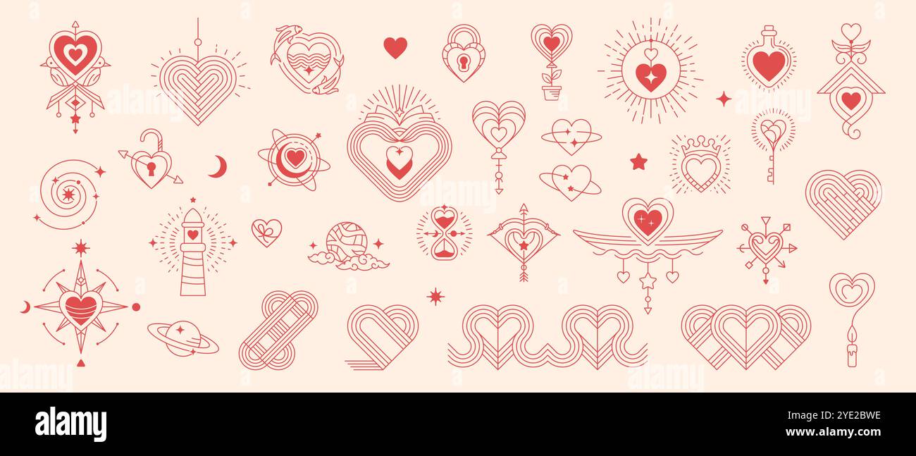 Boho valentine esoteric celestial and mystic symbols and elements ...