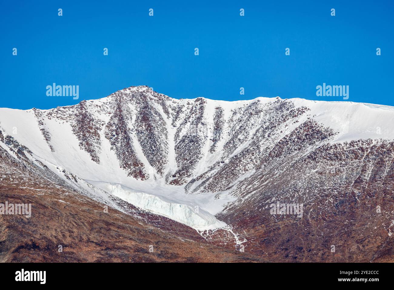 Hanging glacier in volcano caldera, Dickson Fjord, Northeast Greenland ...