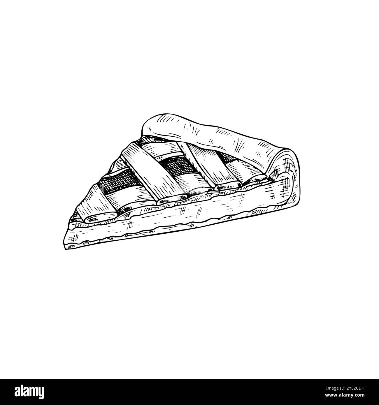 Vector classic apple pie slice black and white drawing illustration ...