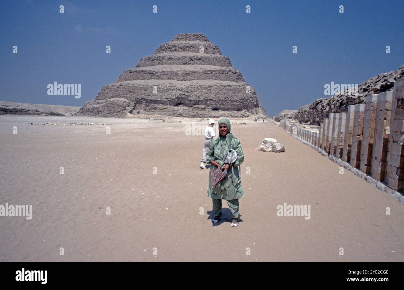 Tour guide, step pyramid of Djoser, Sakkara, al-Jiza governorate, Egypt ...