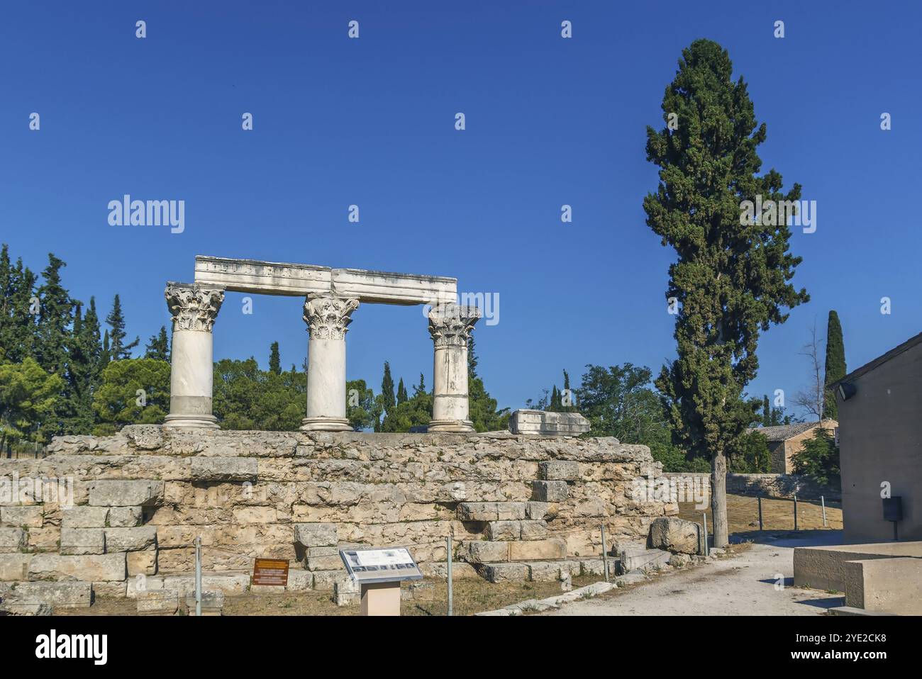 Ruins of Octavia temple in Ancient Corinth, Greece, Europe Stock Photo ...