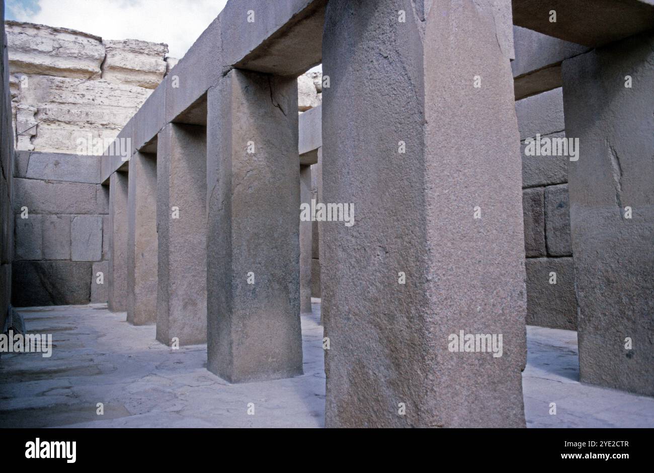 Granite pillar, Valley Temple of Chefren, Giza, Cairo, Egypt, September 1989, vintage, retro ...