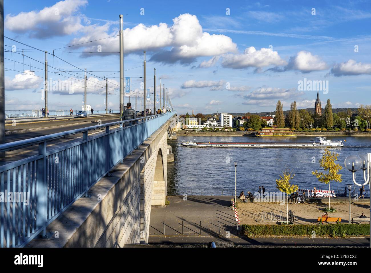 The Kennedy Bridge, the middle of Bonn's 3 Rhine bridges, connects the ...