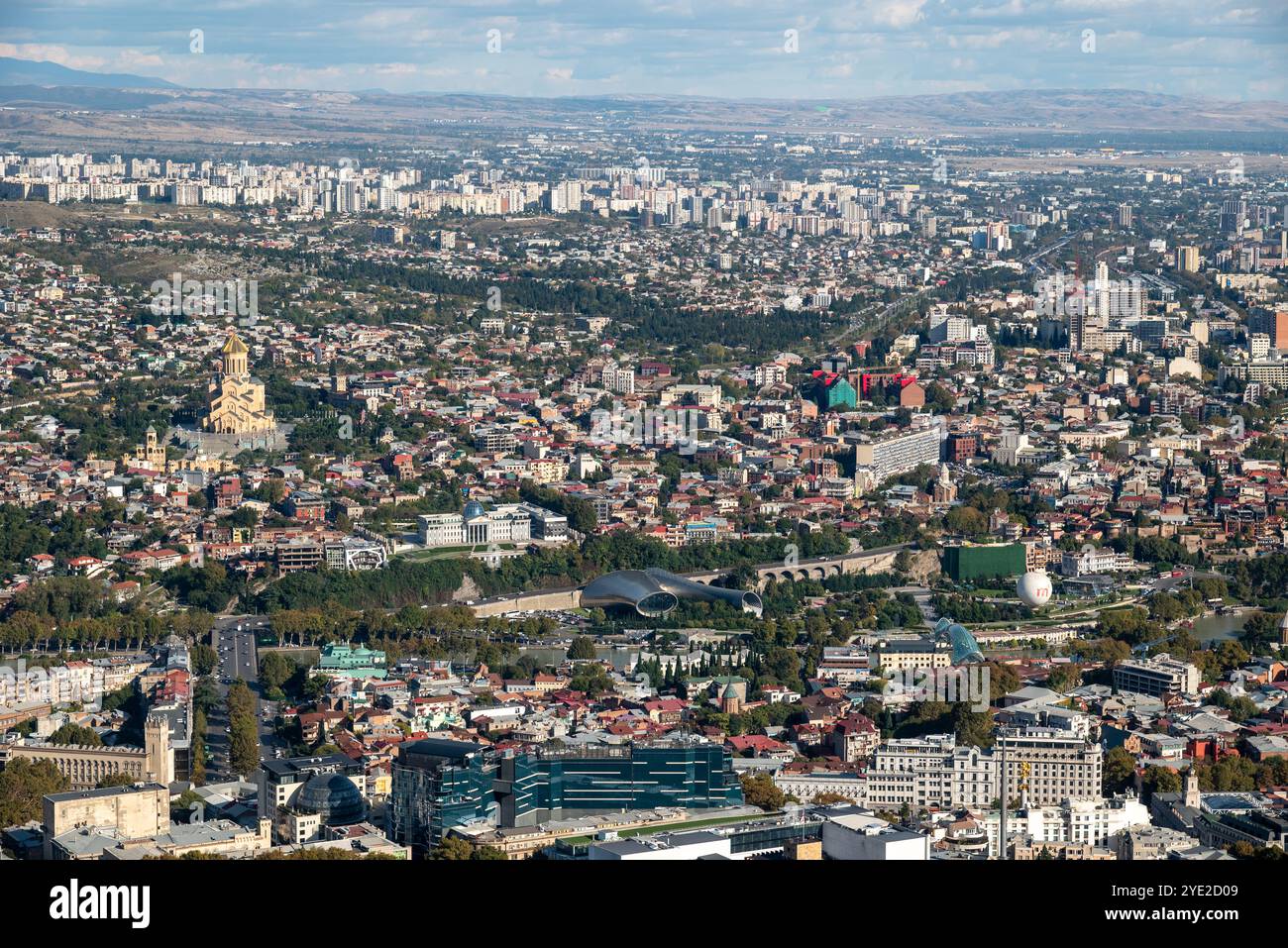 Aerial panoramic view from Mtatsminda Park of Tbilisi, capital of ...