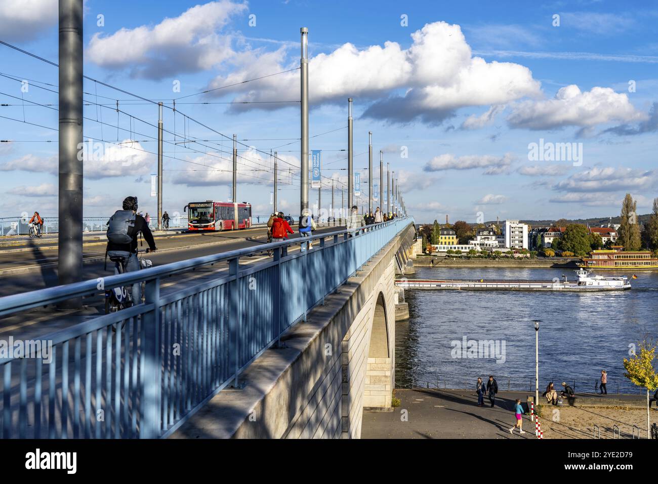The Kennedy Bridge, the middle of Bonn's 3 Rhine bridges, connects the ...