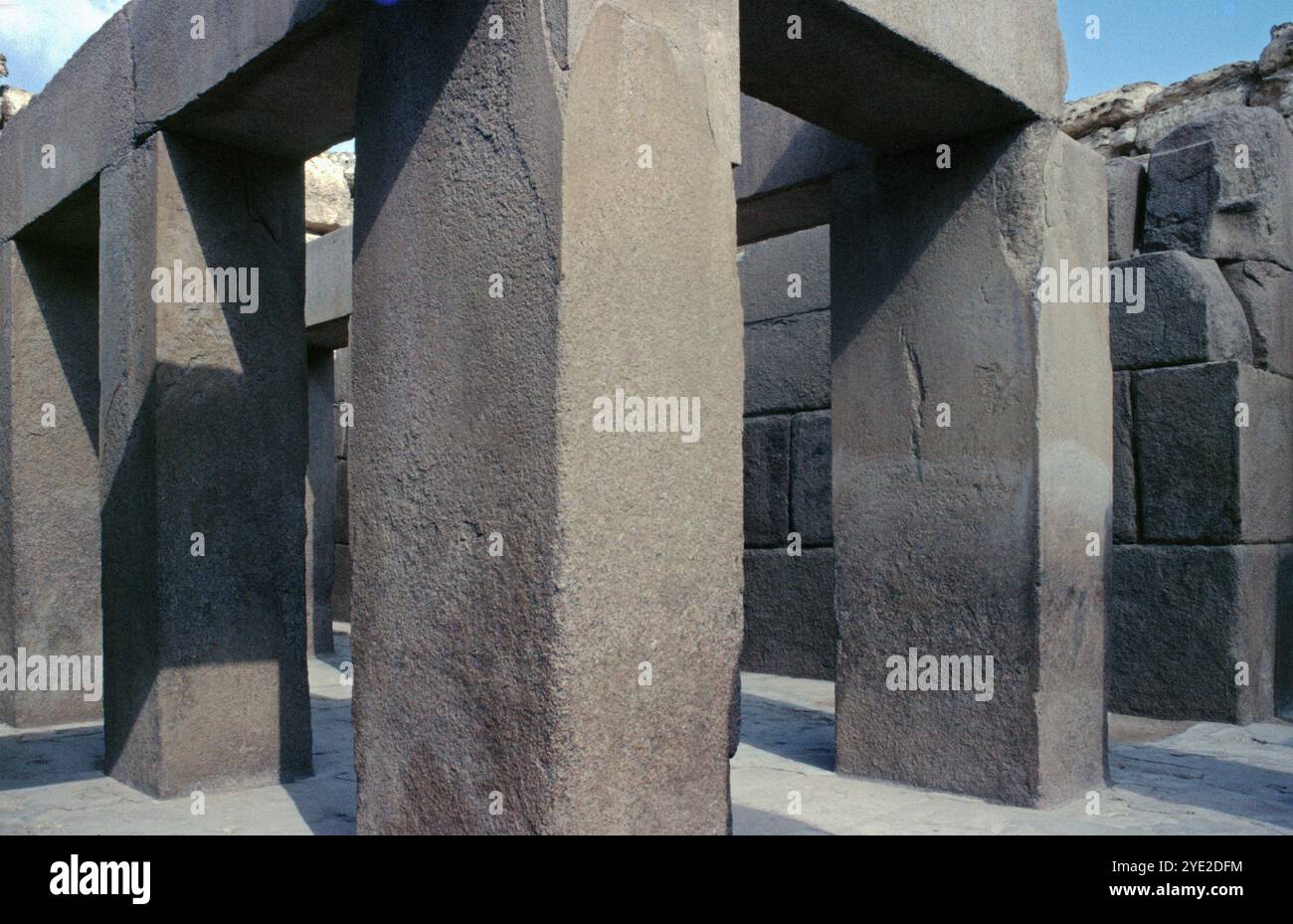 Granite pillar, Valley Temple of Chefren, Giza, Cairo, Egypt, September 1989, vintage, retro ...