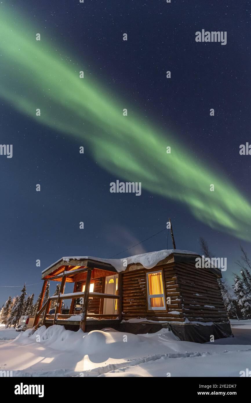 Northern Lights, Aurora borealis, wooden house, cabin, moonlight ...