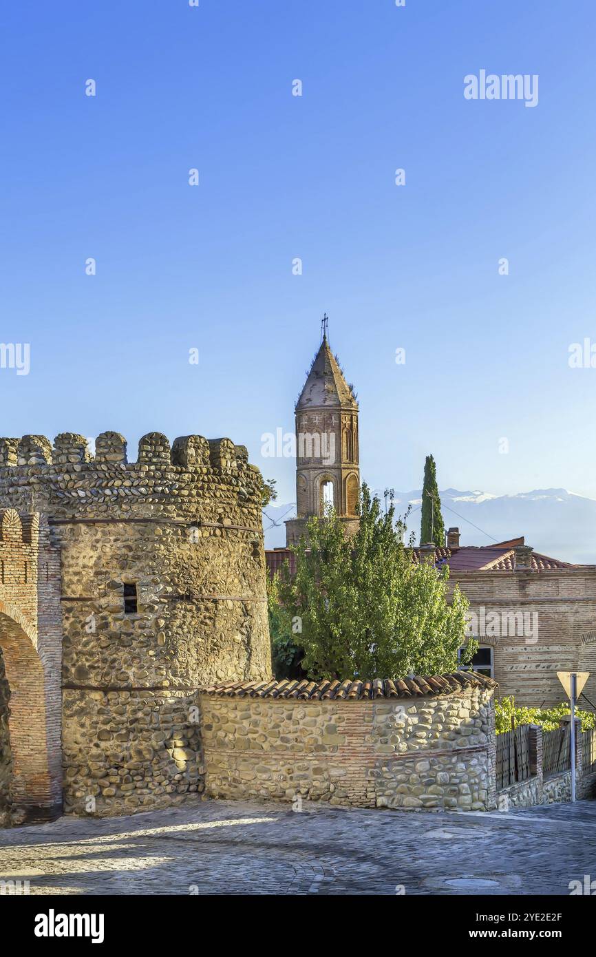 Gate in old city wall and bell tower, Signagi, Georgia, Asia Stock ...