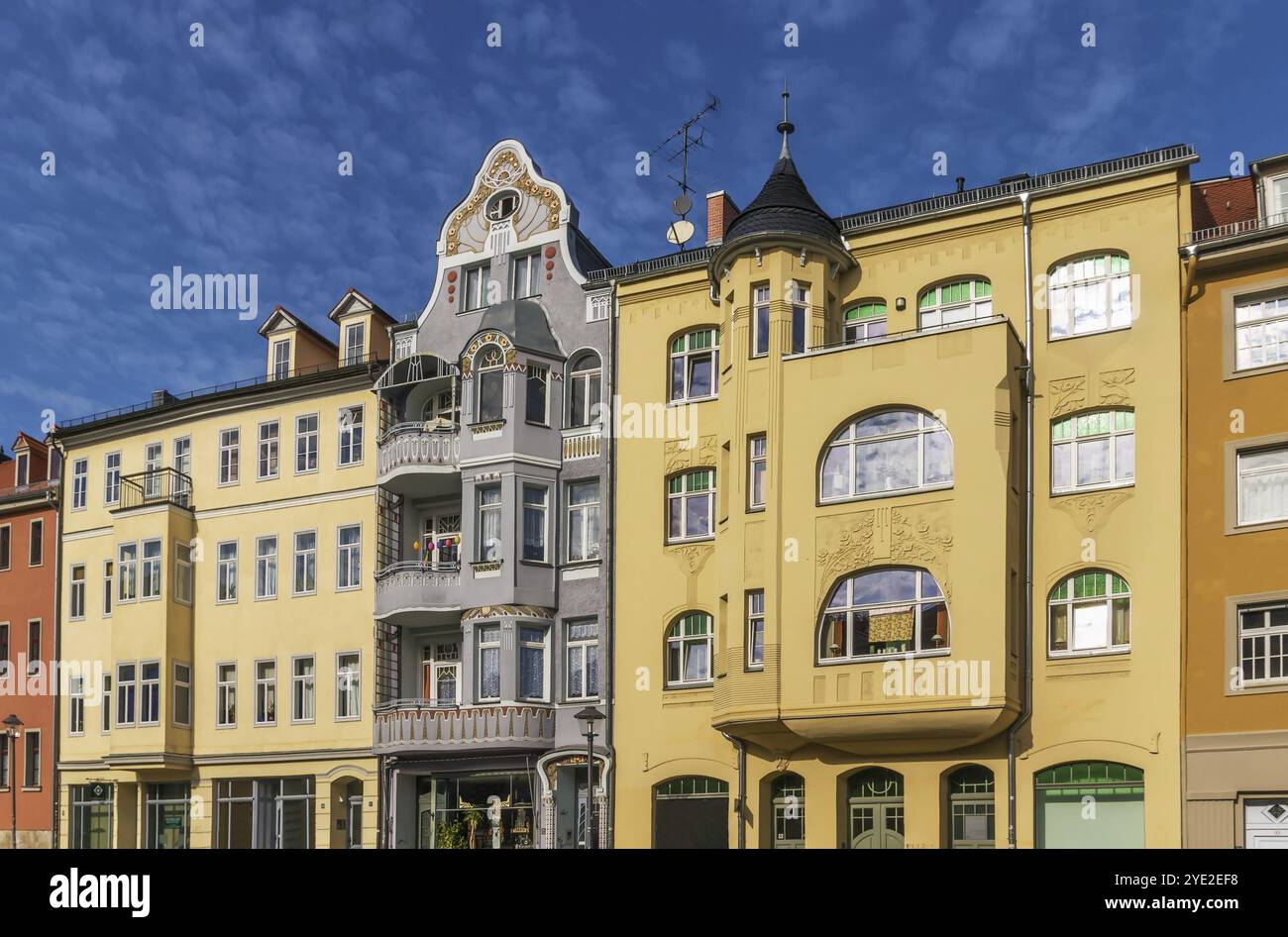 Street with historical houses in Weimarcity center, Germany, Europe ...