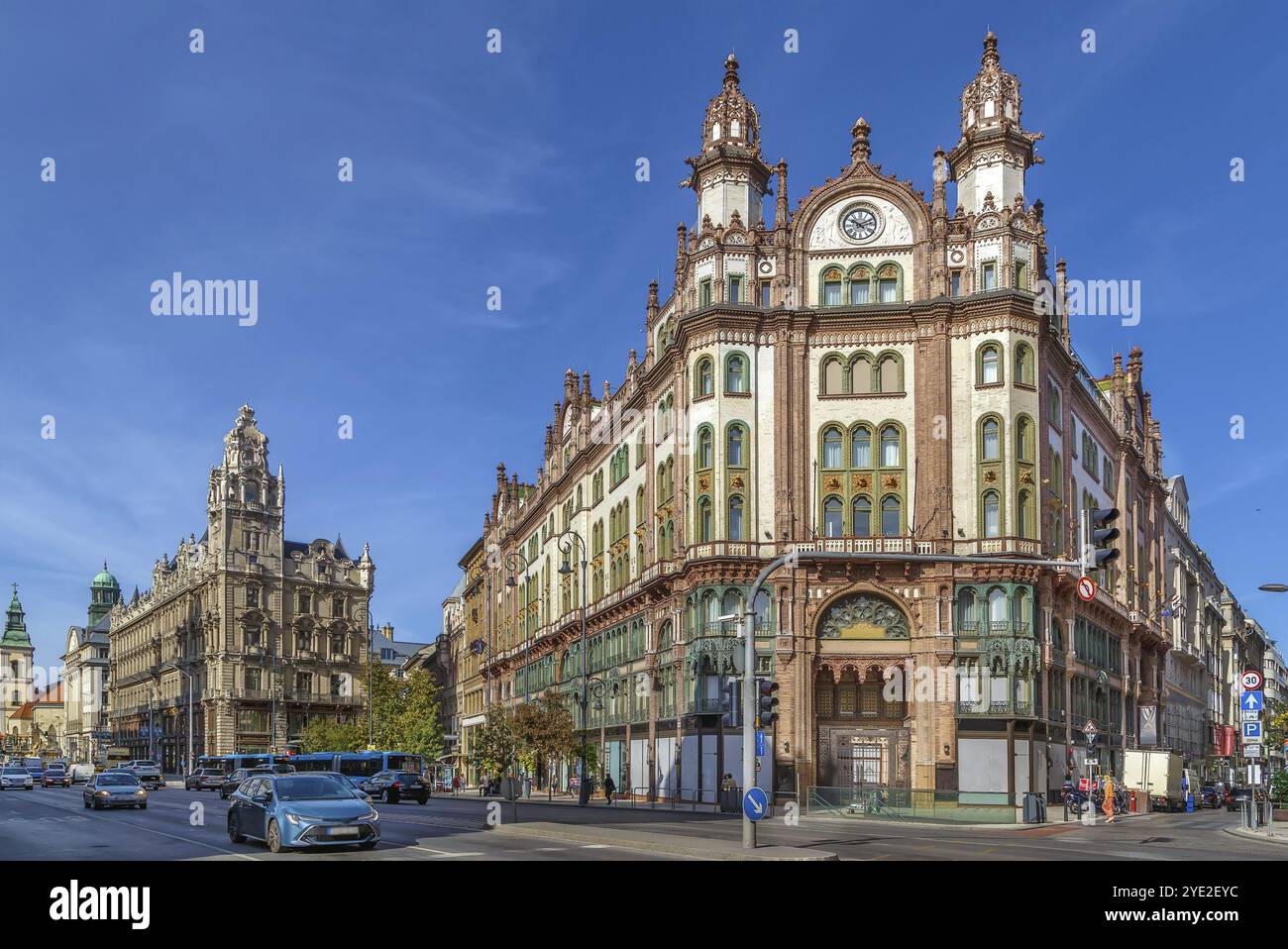Building of Parisi Udvar Hotel in Budapest downtown, Hungary, Europe ...